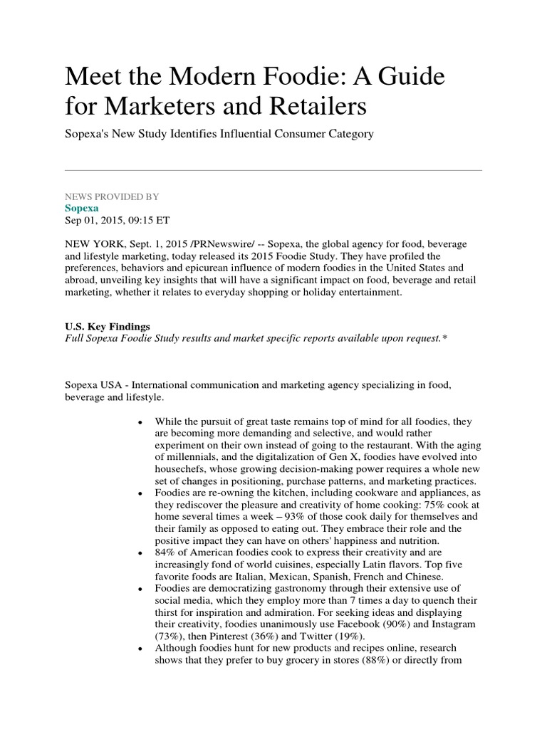 Meet The Modern Foodie | Download Free PDF | Foods | Retail