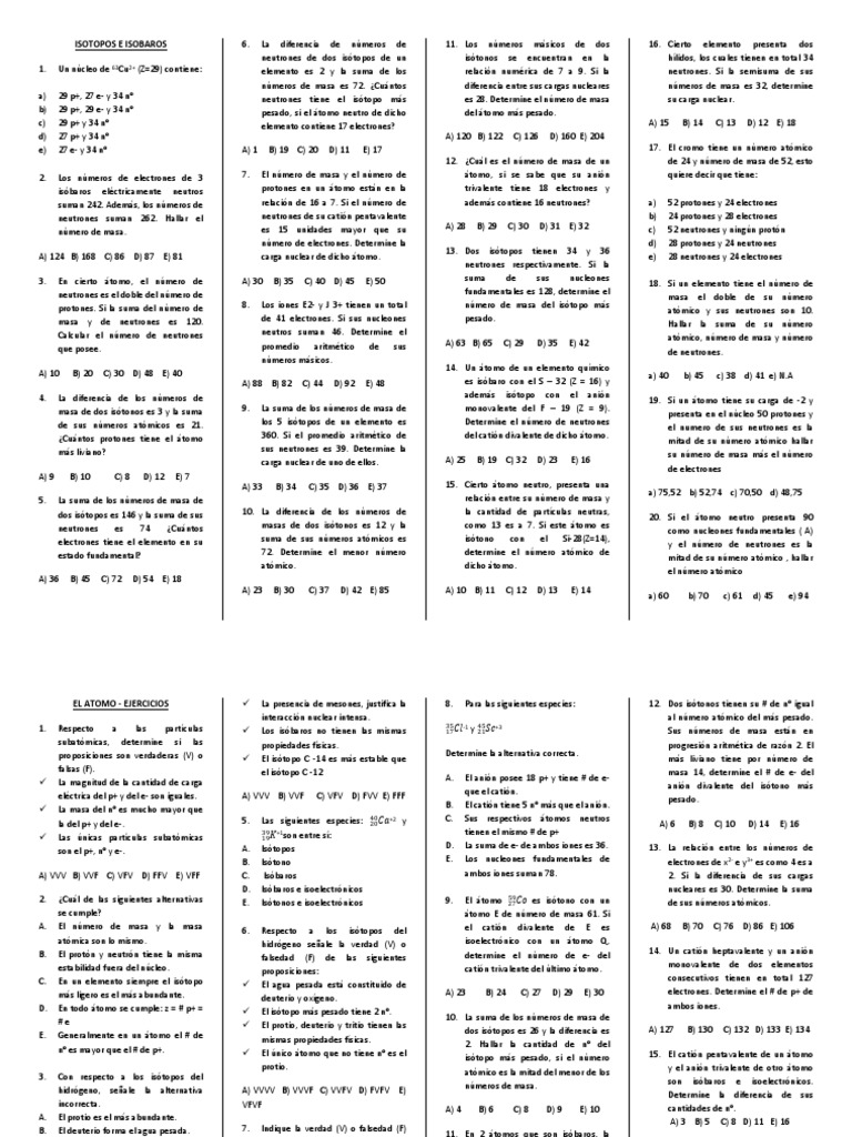 Isotopos E Isobaros Pdf Isótopo átomos