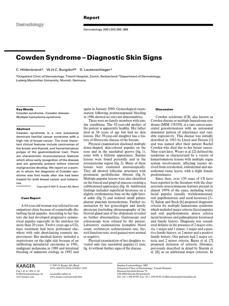 COWDEN SYNDROME - Diagnostic Skin Signs | PDF | Colorectal Cancer ...