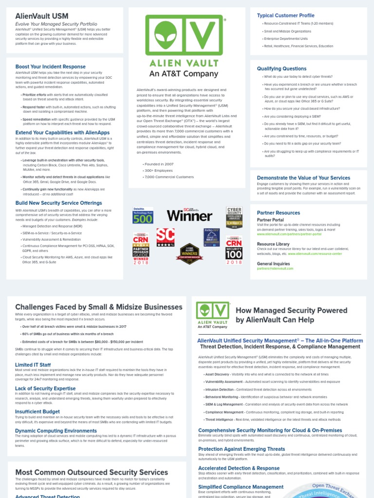 AlienVault Battlecard For MSSPs | PDF | Cloud Computing | Vulnerability (Computing)