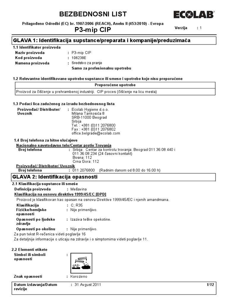 MSDS - P3 Mip Cip | PDF