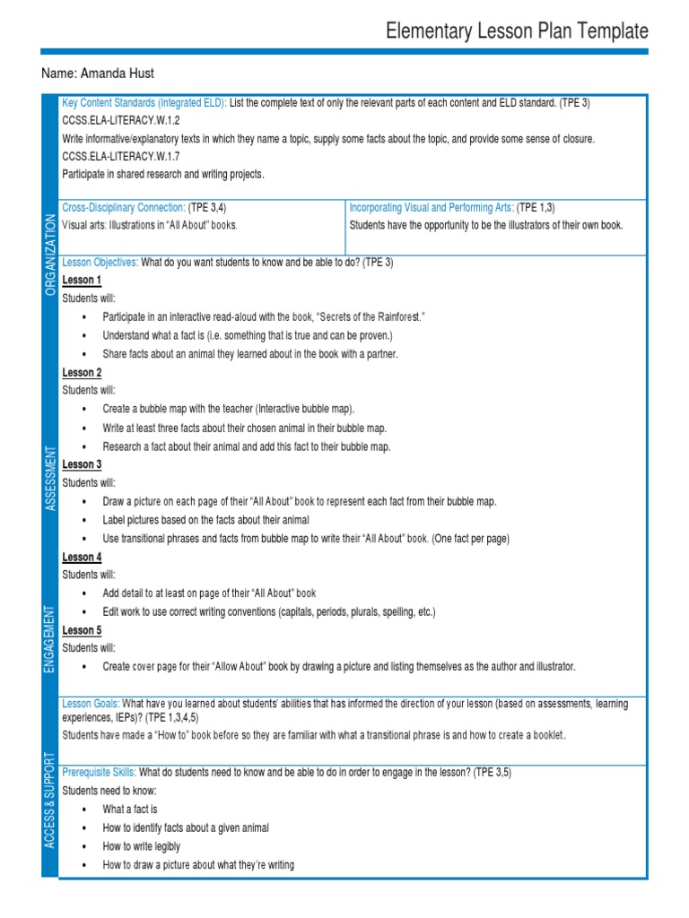 Edtpa Lesson Plans | Download Free PDF | Books | Learning