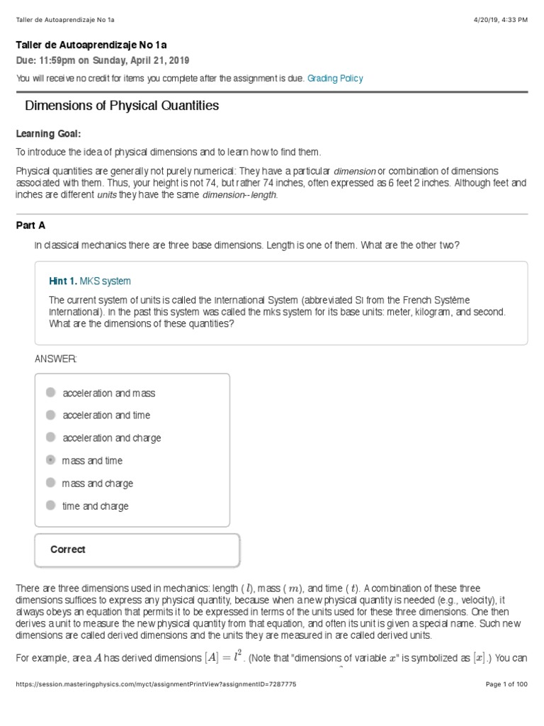Taller de Autoaprendizaje No 1a PDF | PDF | Density | Kilogram