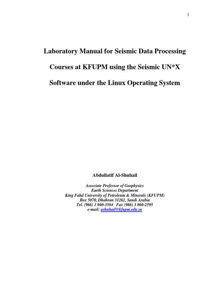 Seismic Unix Manual00 | PDF | Linux | Unix
