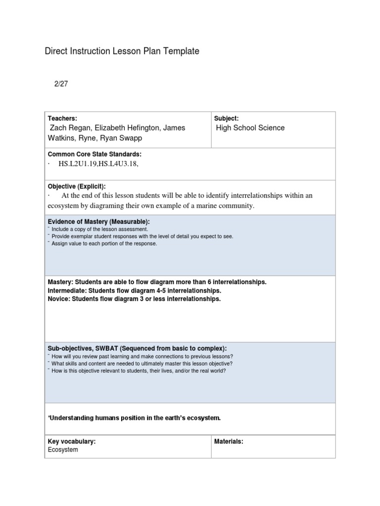 High School Science Lesson Plan Template | PDF | Educational Assessment ...