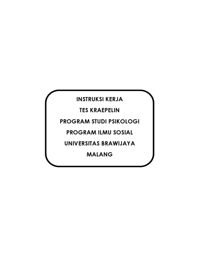 Tes Kraepelin | PDF