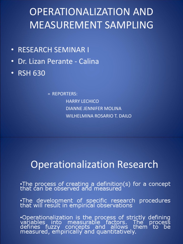 Operatinalization Measurement Sampling | PDF | Sampling (Statistics) | Validity (Statistics)