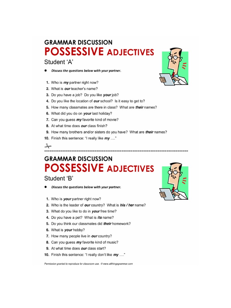 9 Posesiv Adjetivs B1 | PDF | Grammar | Linguistic Morphology