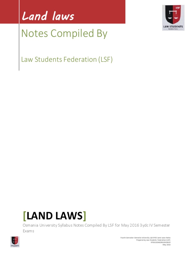 Land Laws Llb Pdf Leasehold Estate Eminent Domain