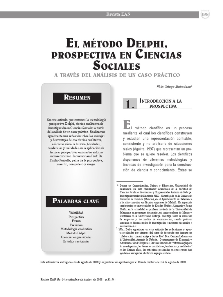 El Método Delphi PDF | PDF | Cuestionario | Estadísticas