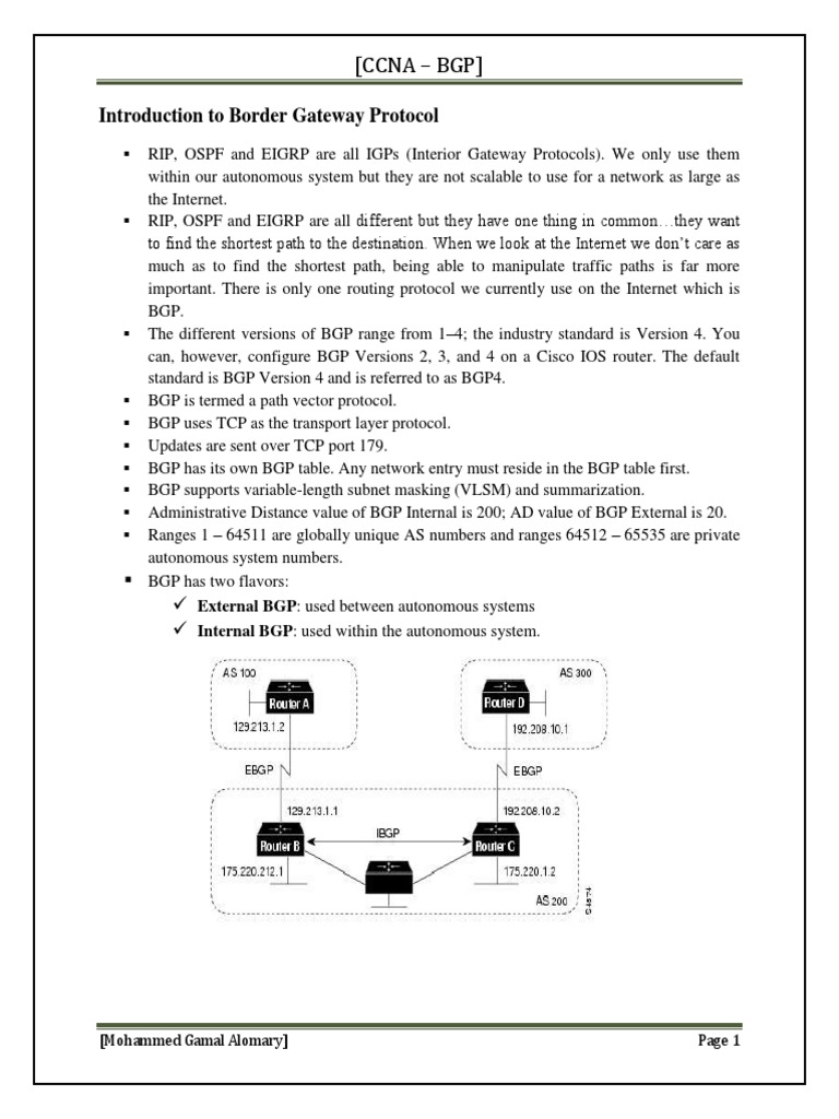 BGP Cheat Sheet | PDF