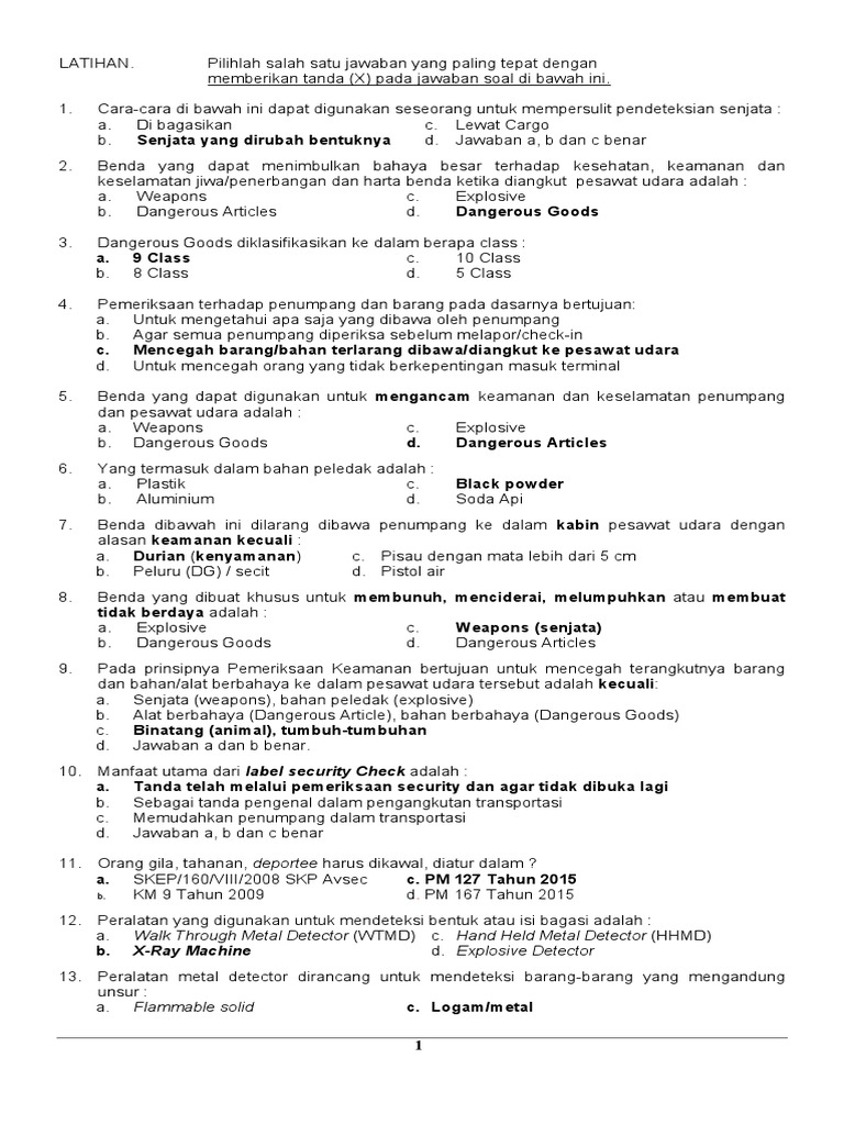 Bagi 'Soal Basic Avsec New | PDF