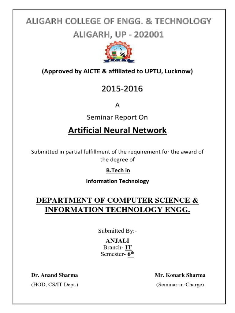 Artificial Neural Network: (Approved by AICTE & Affiliated To UPTU ...