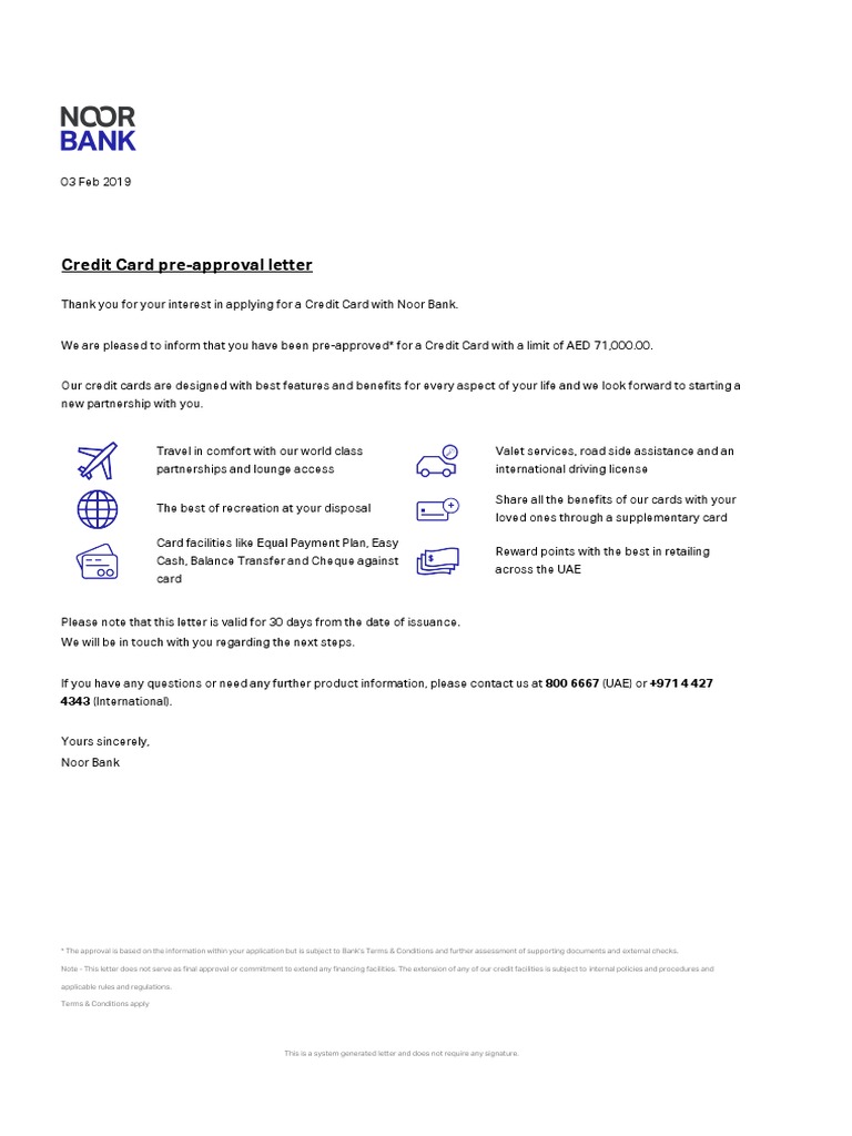 Letter - Noor Bank | PDF | Credit Card | Cheque