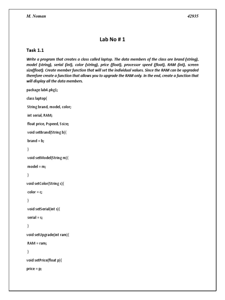 Lab Manuals | PDF | Constructor (Object Oriented Programming) | Programming