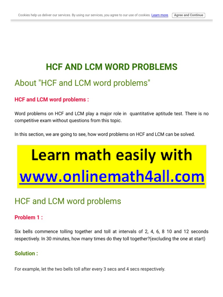 HCF and LCM Word Problems | Trigonometric Functions | Triangle