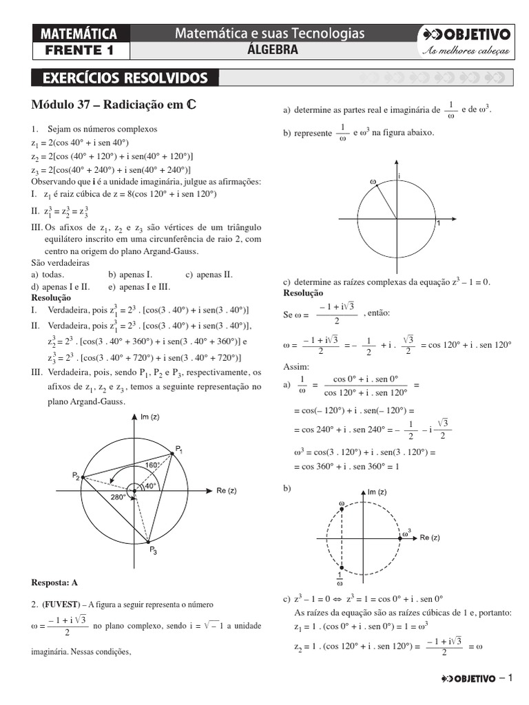 3.2. Matemática - Exercícios Resolvidos - Volume 3 PDF | PDF | Número ...