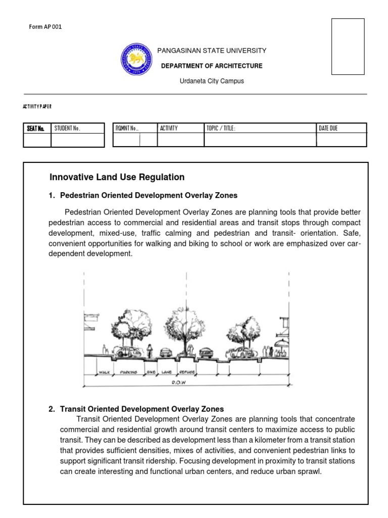 Innovative Land Use Regulation: 1. Pedestrian Oriented Development ...