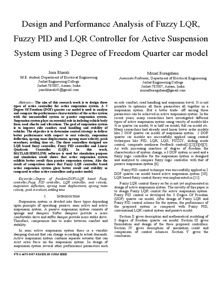 Design and Performance Analysis of Fuzzy PDF | PDF | Control Theory ...