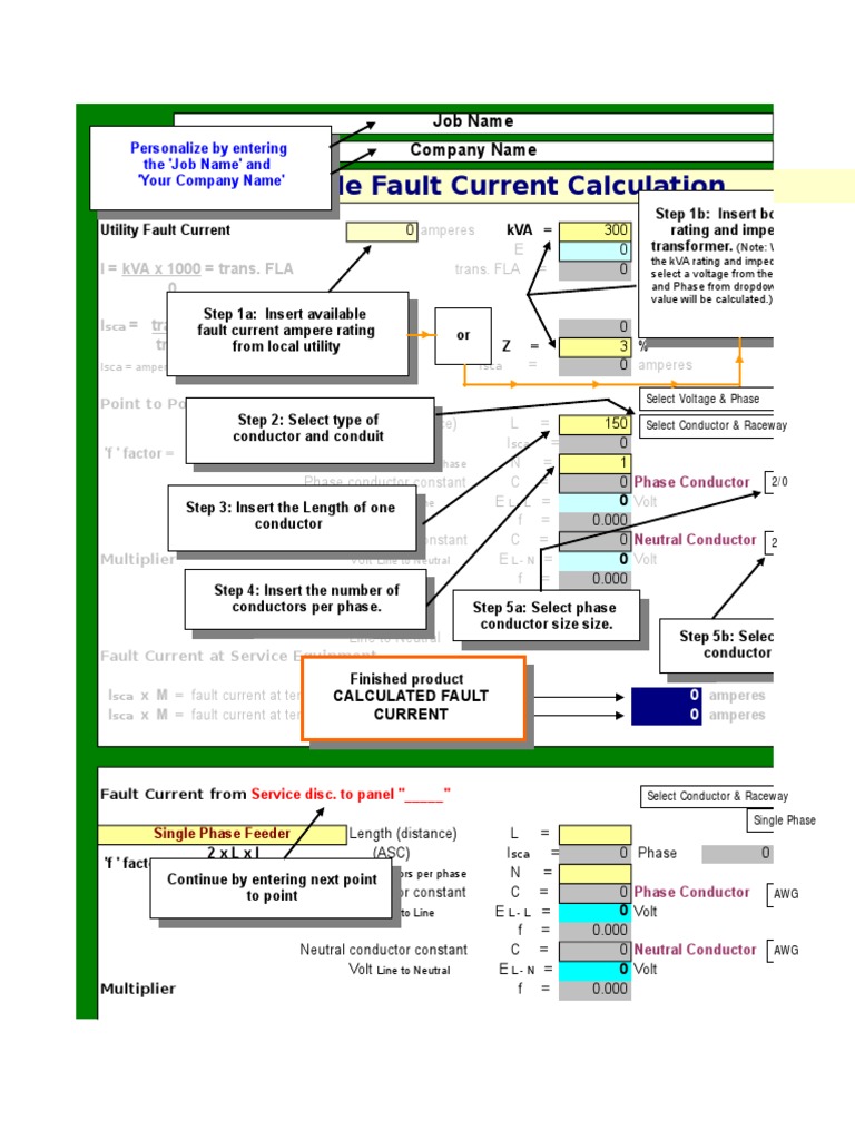 Available Fault Current Calculation: 0 I kVA X 1000 Trans. FLA | PDF ...
