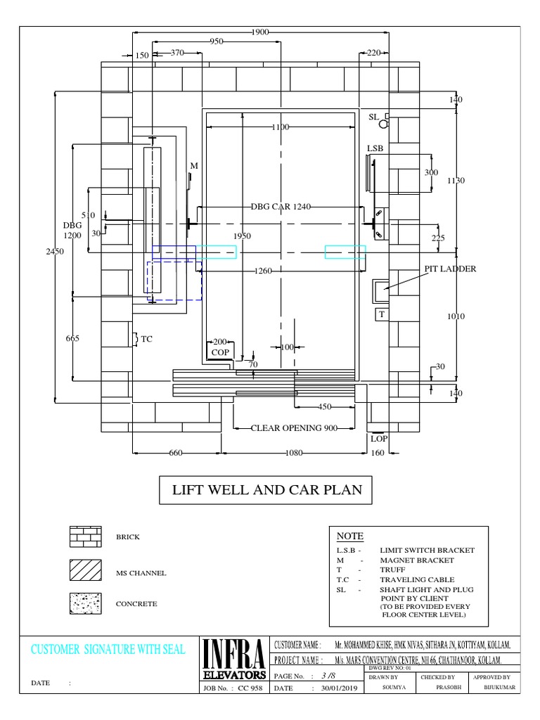 Infra: Lift Well and Car Plan | PDF