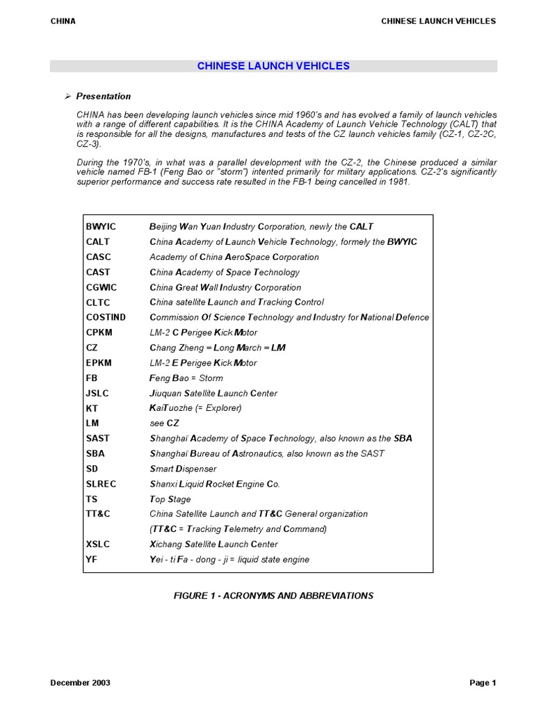Chinese Launch Vehicles | PDF | Spacecraft | Space Industry