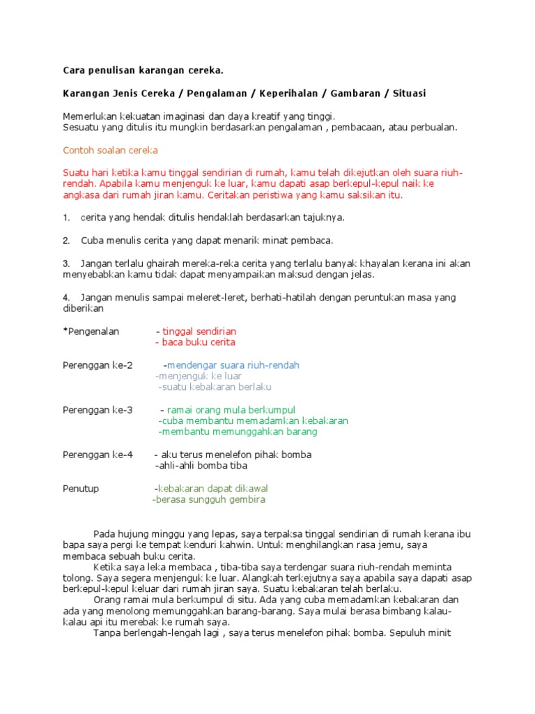 Cara Penulisan Karangan Cereka | PDF