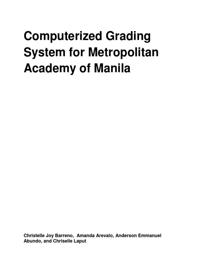 Computerized Grading System For Metropolitan Academy of Manila | PDF ...