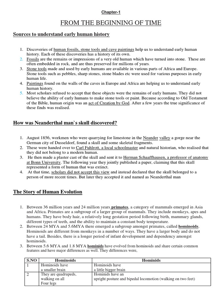 From The Beginning of Time: Sources To Understand Early Human History ...