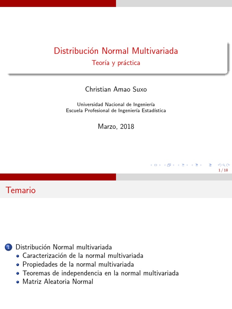 Normal Mutivariada | PDF | Distribución normal | Matriz (Matemáticas)