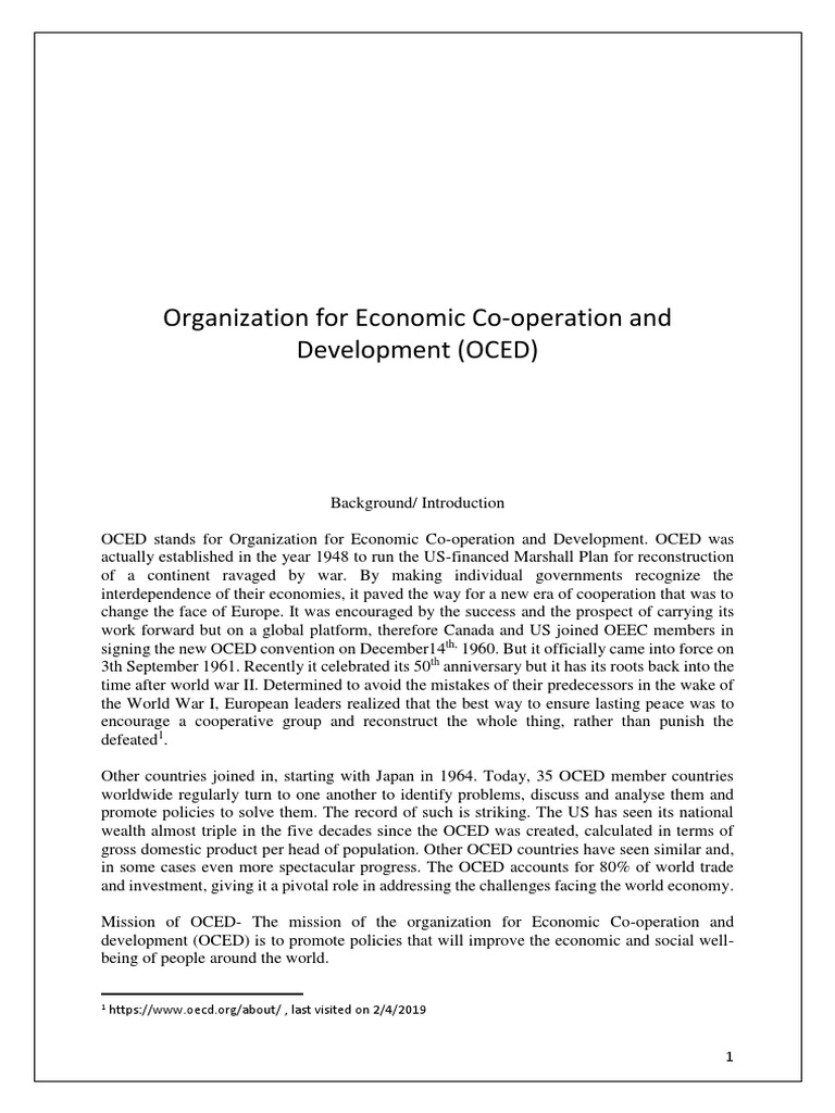 Organization For Economic Co-Operation and Development (OCED) | PDF ...