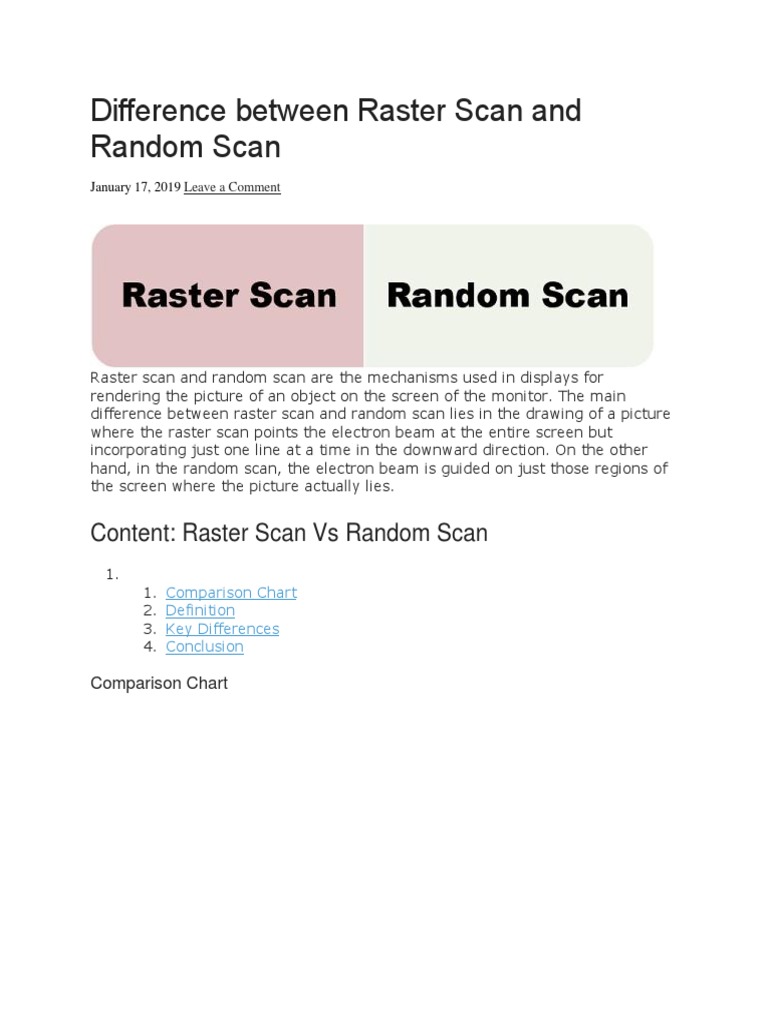 Difference Between Raster Scan and Random Scan | PDF | Pixel | Rendering (Computer Graphics)