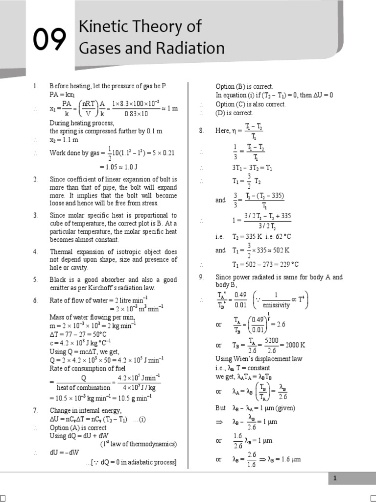 09 Kinetic Theory of Gases and Radiation | PDF | Thermal Expansion | Gases