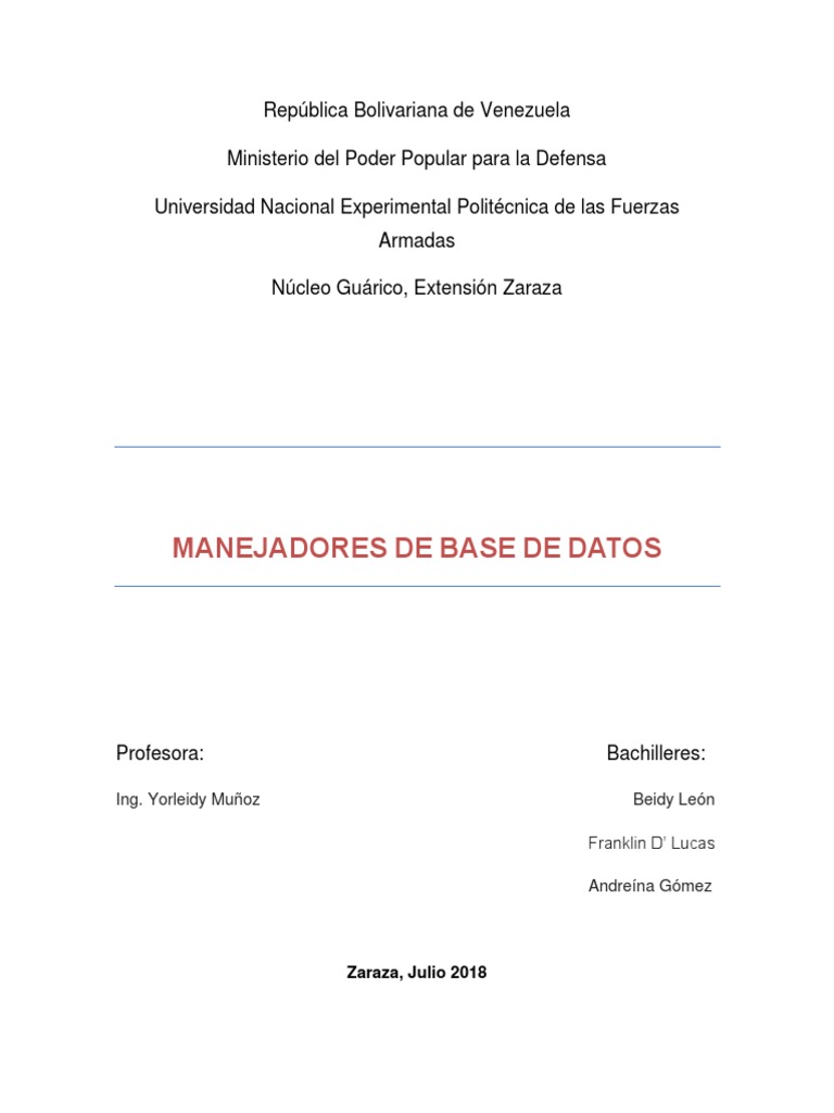 Manejadores de Base de Datos | PDF | Postgre Sql | Bases de datos