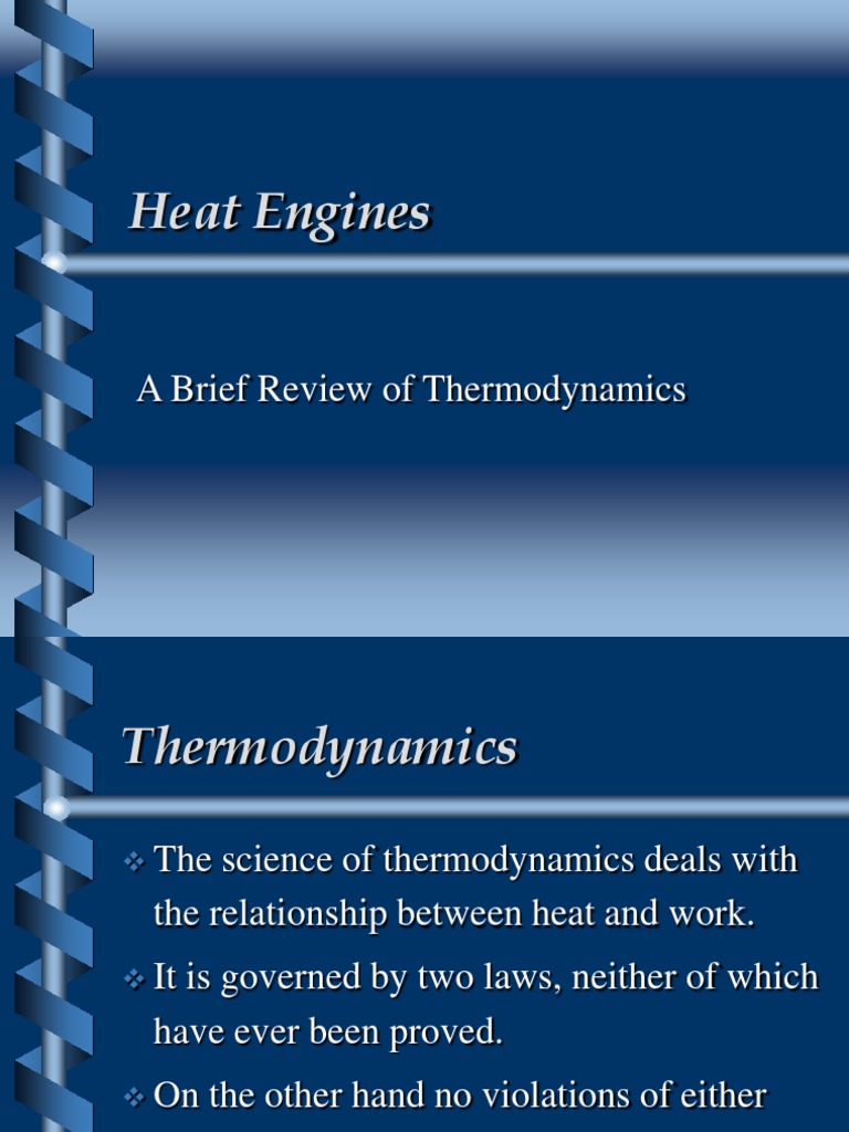 Heat Engines: A Brief Review of Thermodynamics | PDF | Steam Engine ...