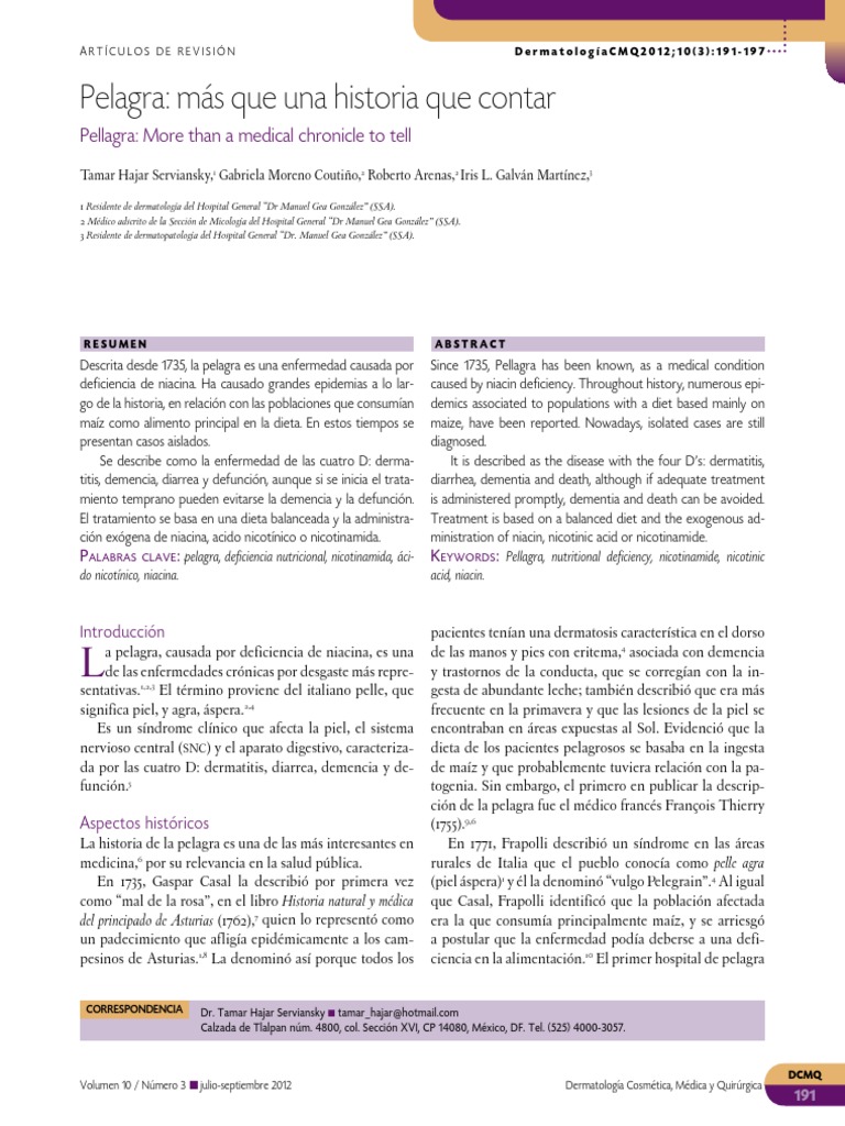 Pelagra | PDF | Especialidades Medicas | Enfermedad de Alzheimer