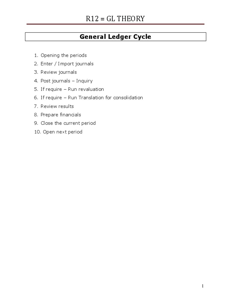 R12 GL Theory: General Ledger Cycle | PDF | Debits And Credits | Accounting