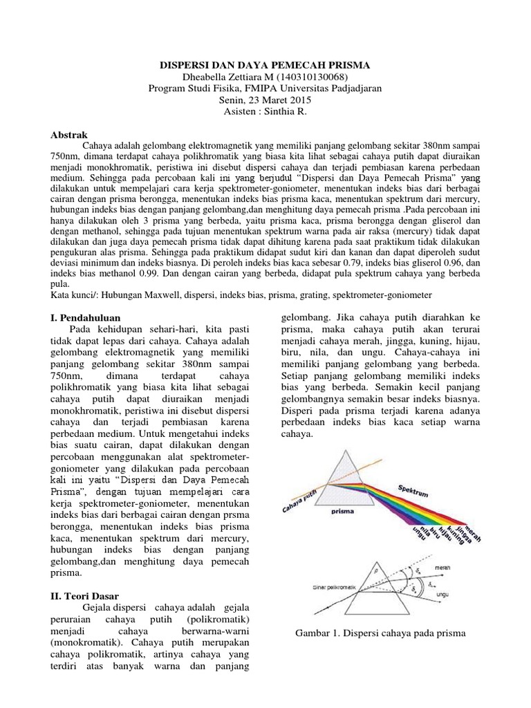 Dispersi Dan Daya Pemecah Prisma | PDF