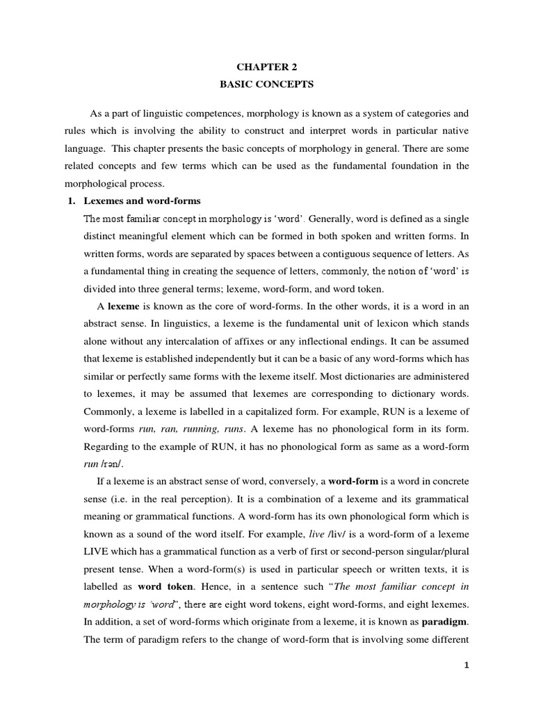 Basic Concepts of Morphology | PDF | Morphology (Linguistics) | Word