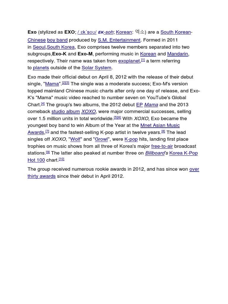 Exo (Stylized As EXO | PDF | Language Arts & Discipline | Science & Mathematics