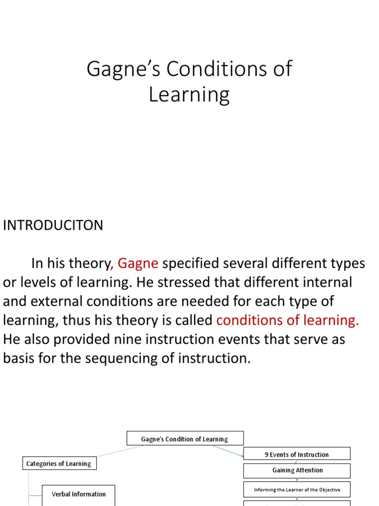 Gagne's Nine Events of Instruction and Five Categories of Learning: A ...