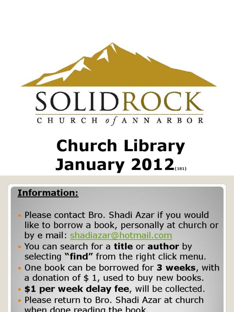 Church Library Book Borrowing Guide | PDF | Pentecostalism | Jesus