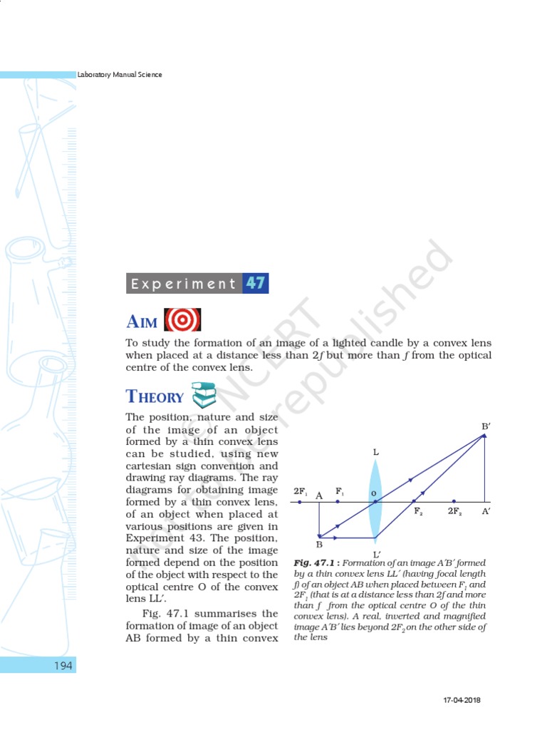 NCERT Science Lab Manual X Expt 47 | PDF | Lens (Optics) | Atomic