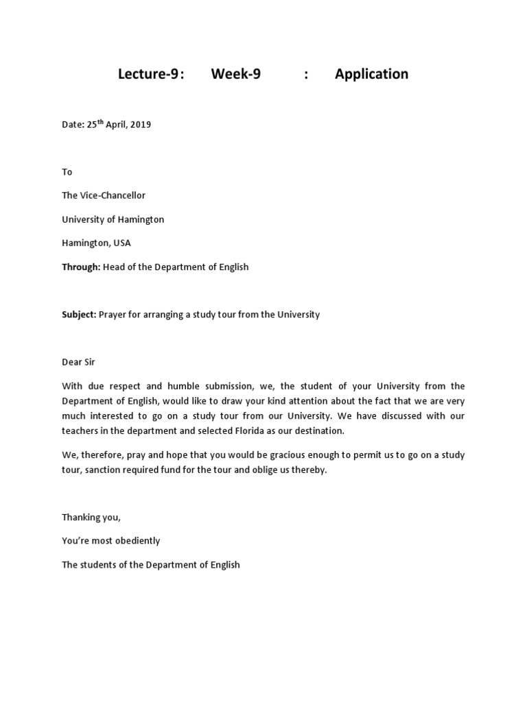 Request for University Study Tour Approval | PDF | Foreign Language Studies