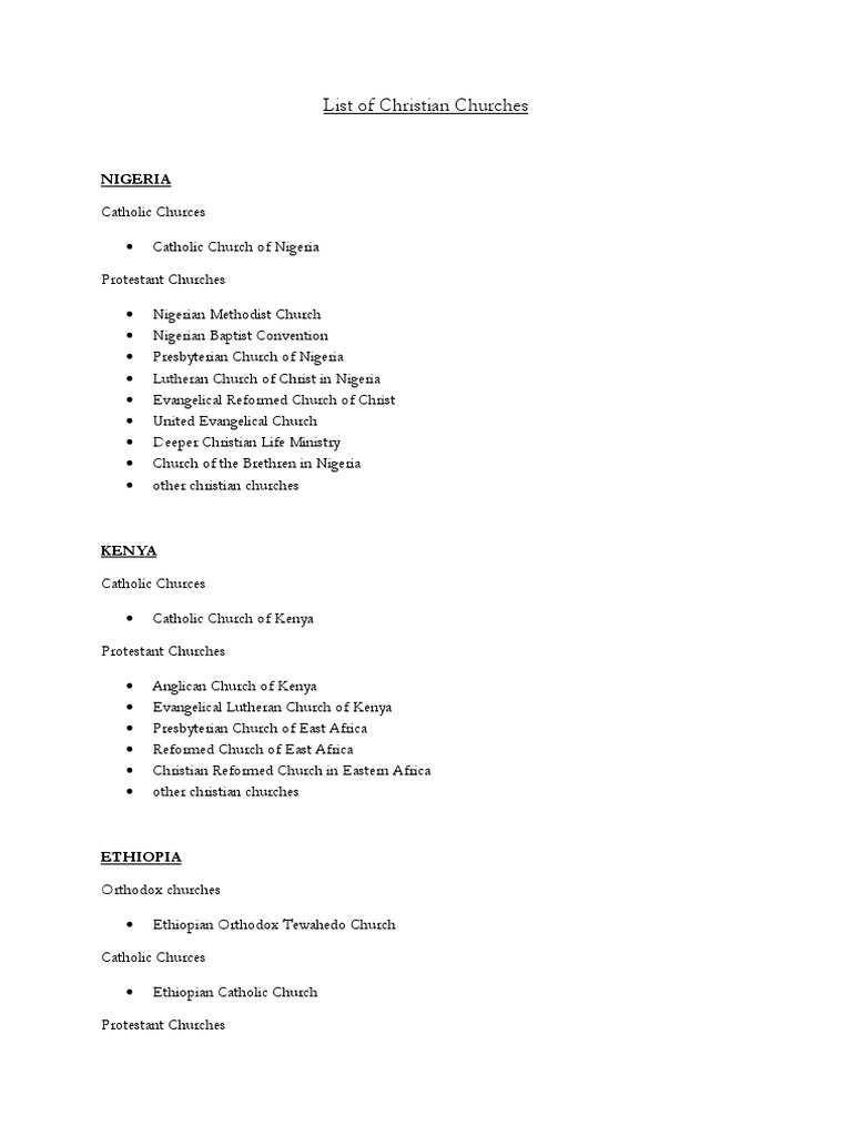 List of Christian Churches | PDF | Eastern Christianity | Christian Church