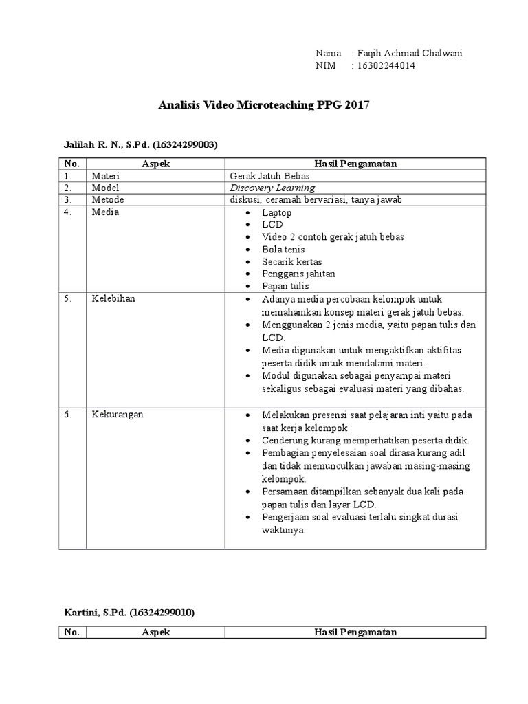 Microteaching Analisis Video | PDF