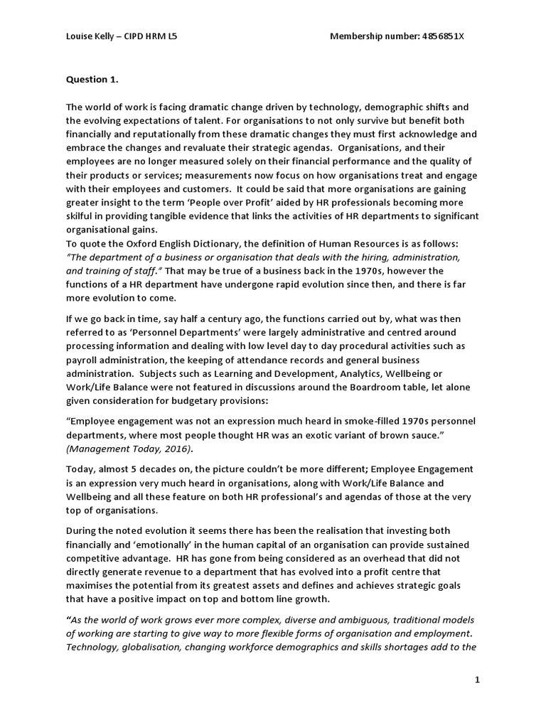 CIPD HRM Level 5 Managing The HR Function | PDF | Human Resources ...