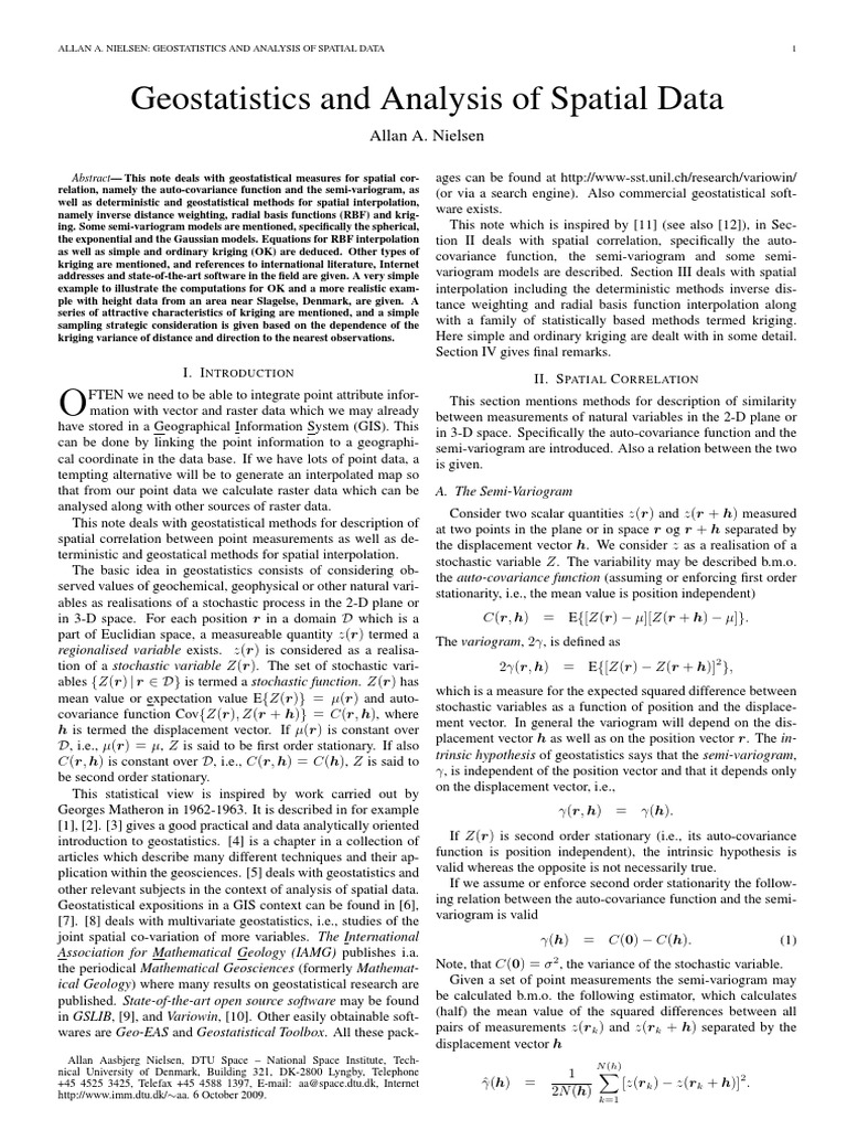 Analysis of Spatial Correlation and Interpolation Using Geostatistical Methods | PDF | Spatial ...