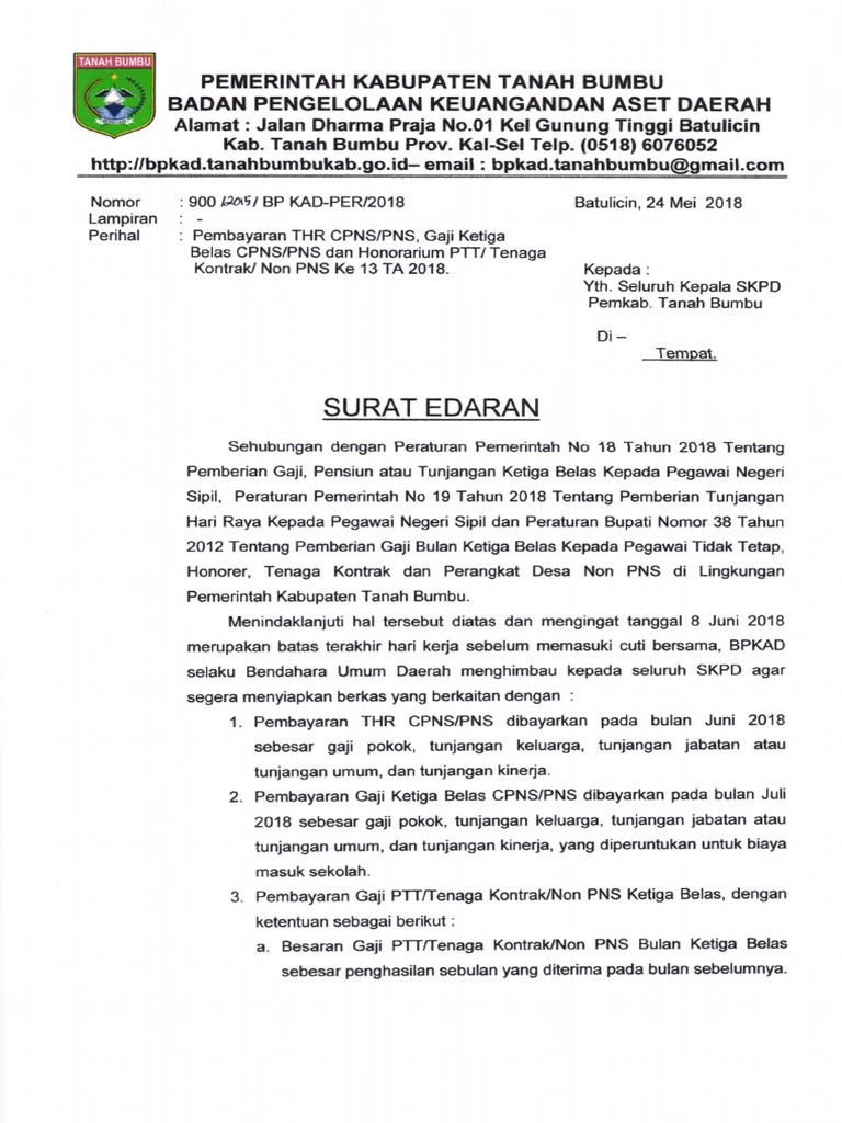 Surat Edaran THR | PDF