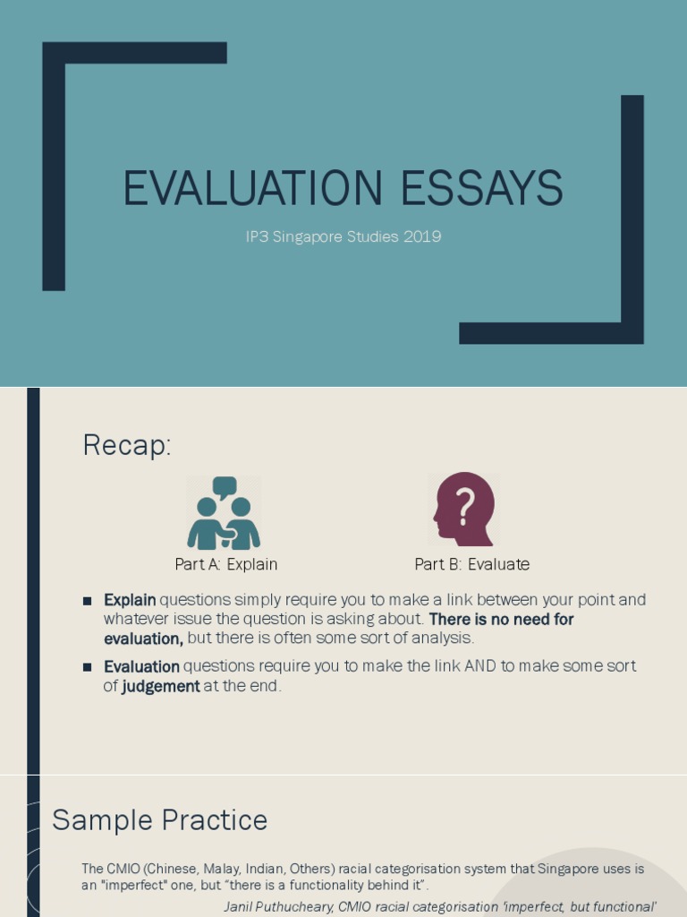 Evaluation Essays: IP3 Singapore Studies 2019 | PDF | Race (Human ...